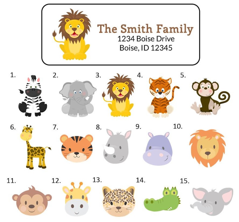 Jungle Safari Zoo Animal Address Labels Stickers 30 - Etsy