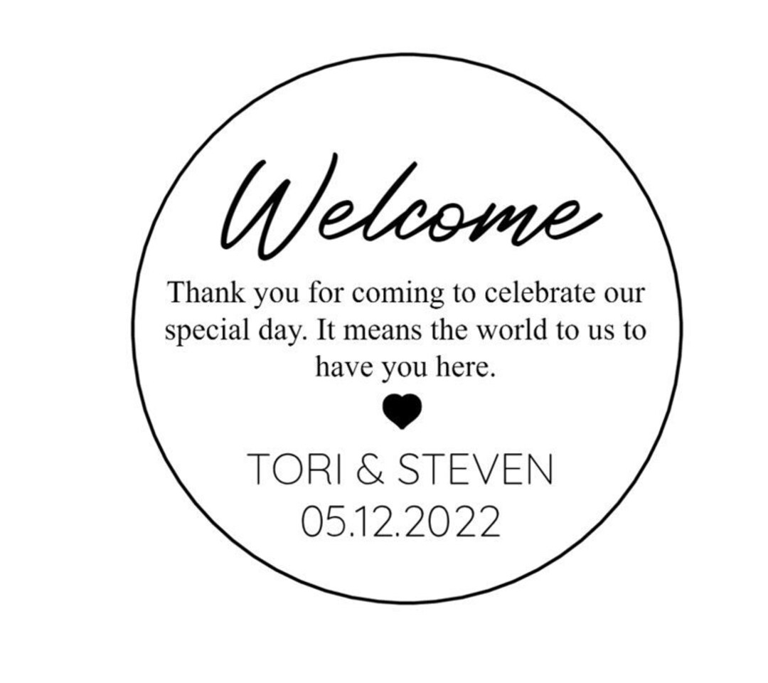 Wedding Welcome Stickers, Modern Wedding Labels, Personalized Wedding ...