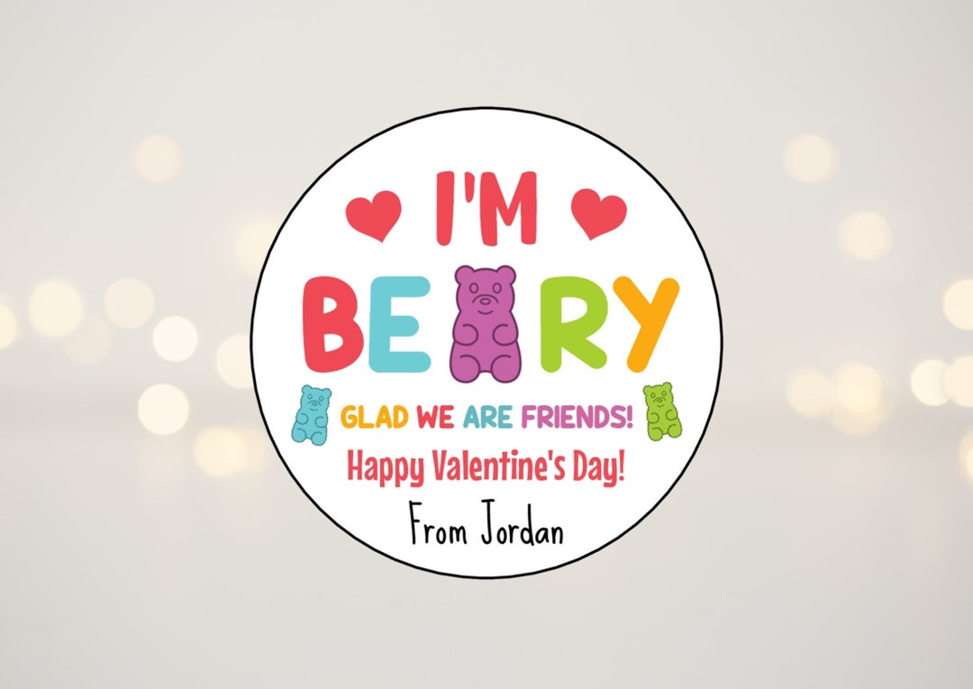Classroom Valentine Stickers, Gummy Bear Valentine Stickers, School ...