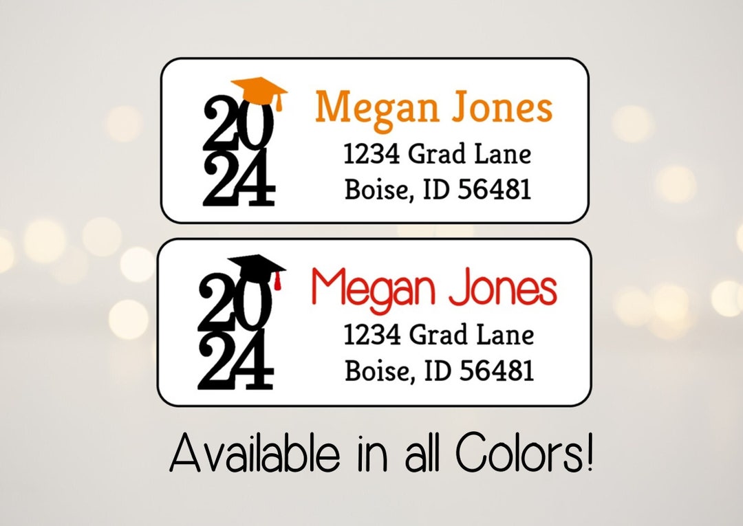 2024 Graduation Address Labels Stickers, Graduation Return Address ...
