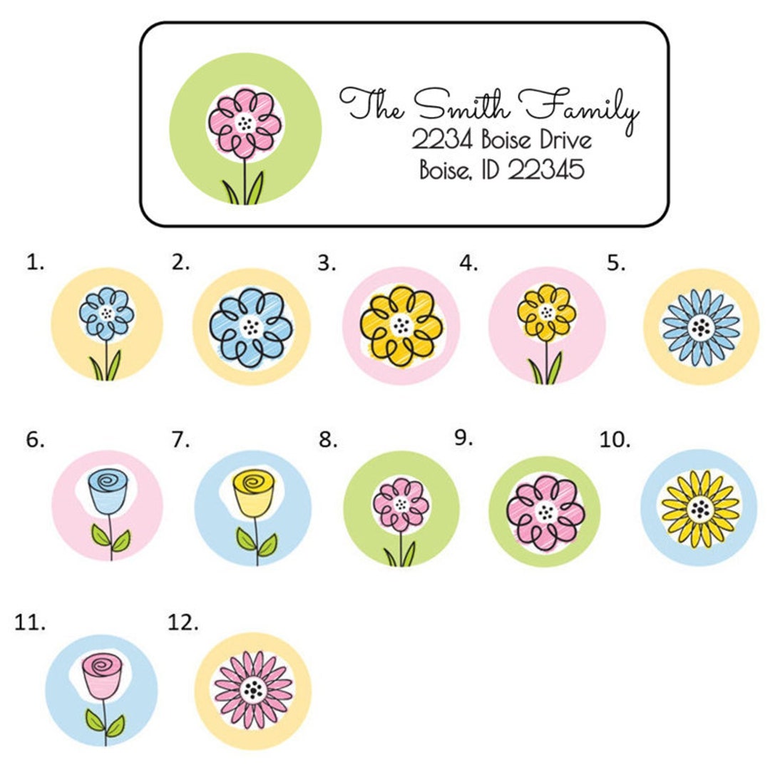 Flower Floral Address Labels Stickers, 30 Personalized Labels! - Etsy