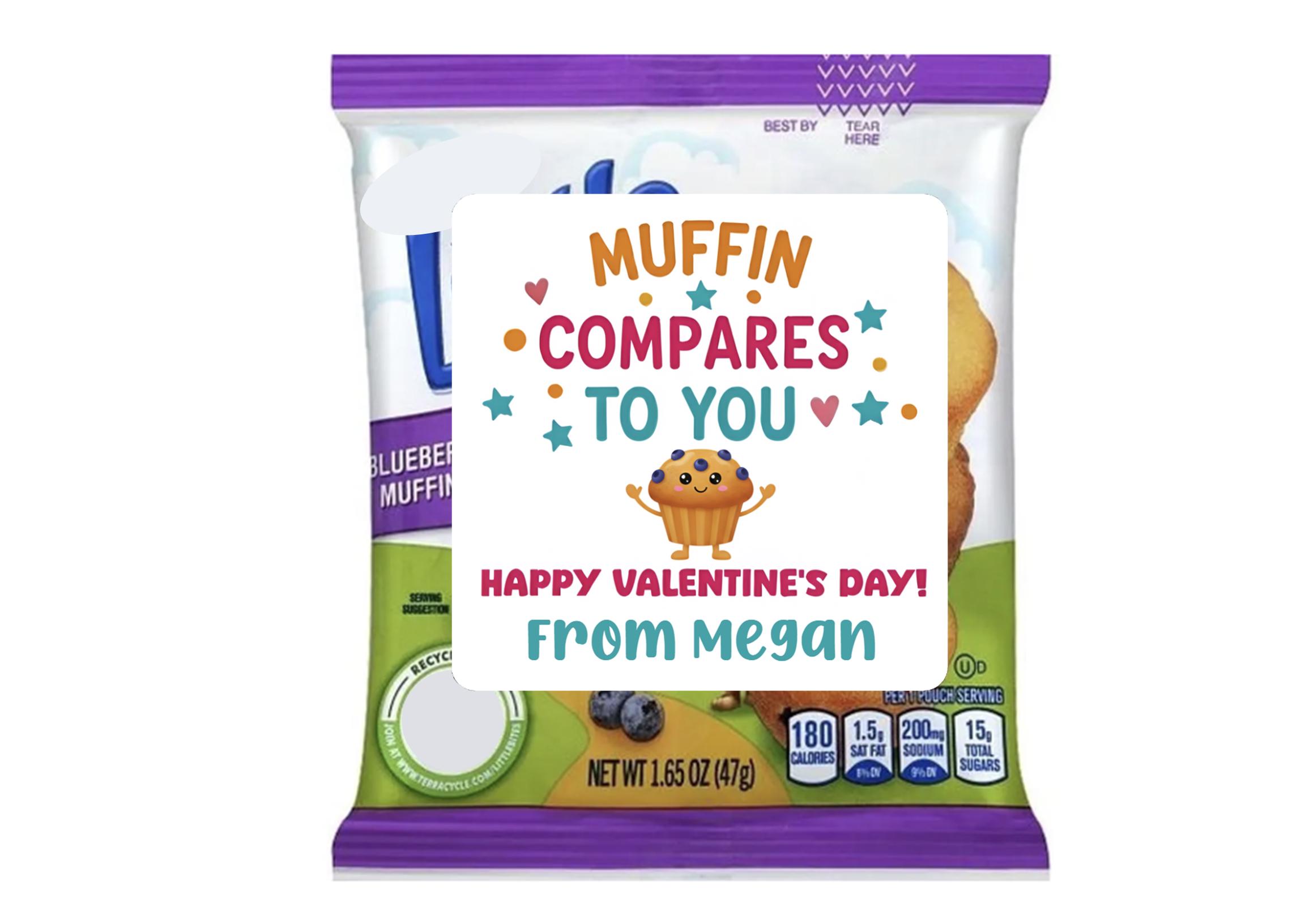 Classroom Valentine Stickers, Mini Muffin Valentine Stickers, Muffin ...