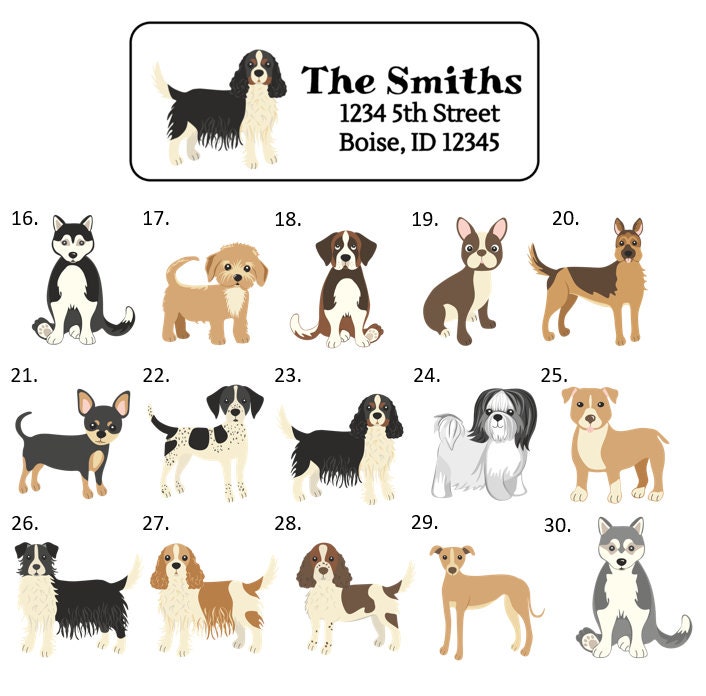 Dog Address Labels Stickers 30 Personalized Dog Breed Labels - Etsy