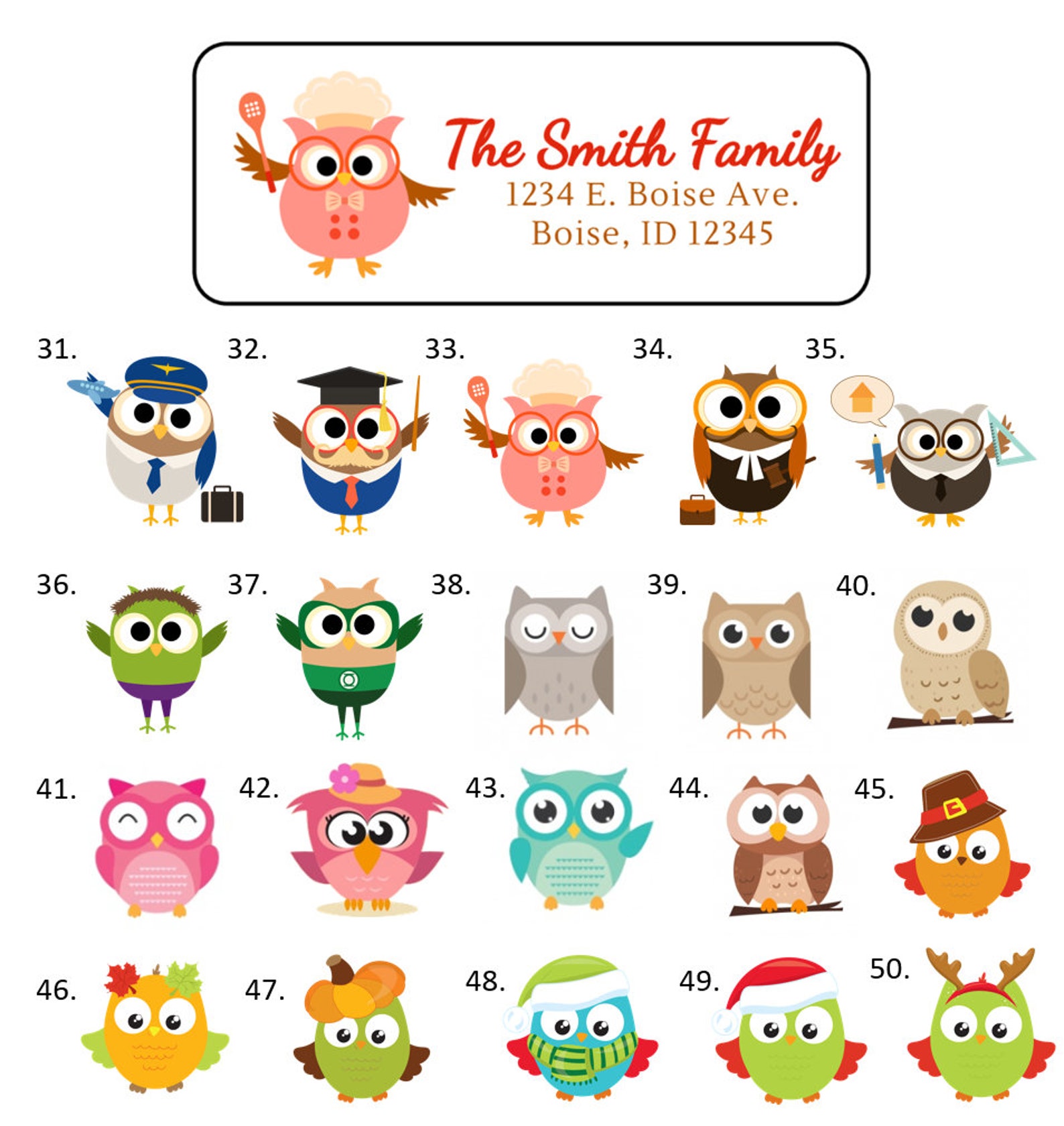 Owl Address Labels Stickers 30 Personalized Labels - Etsy