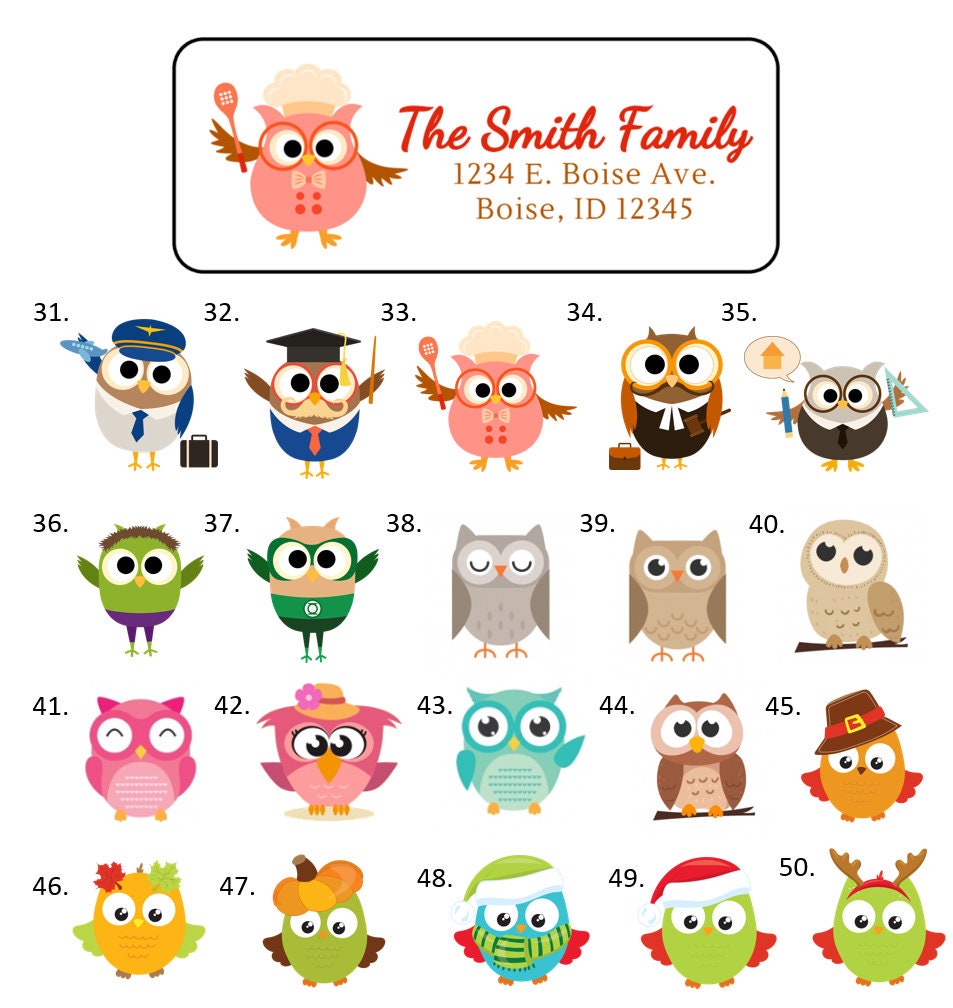 Owl Address Labels Stickers 30 Personalized Labels - Etsy