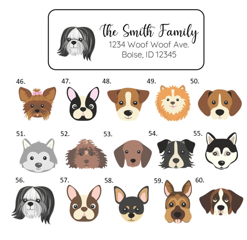 Dog Address Labels Stickers, 30 Personalized Dog Breed Labels! - Etsy