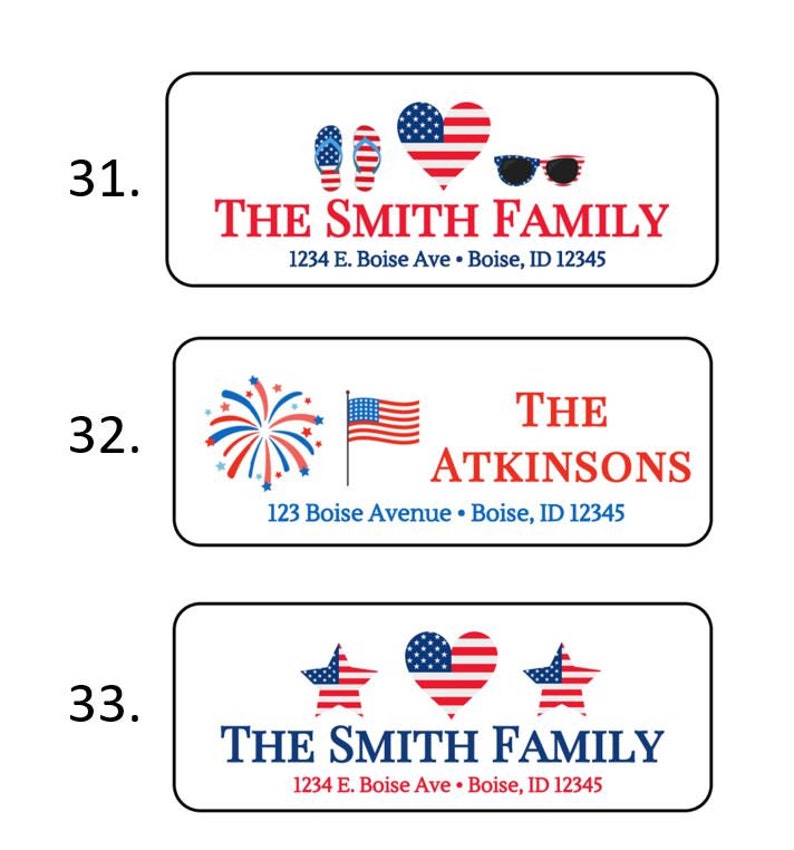 Patriotic American Flag USA Address Labels Stickers 30 - Etsy