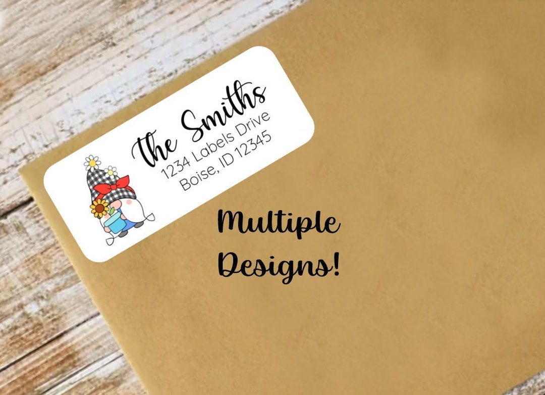 Garden Gnome Address Labels Stickers, 30 Personalized Spring Address ...