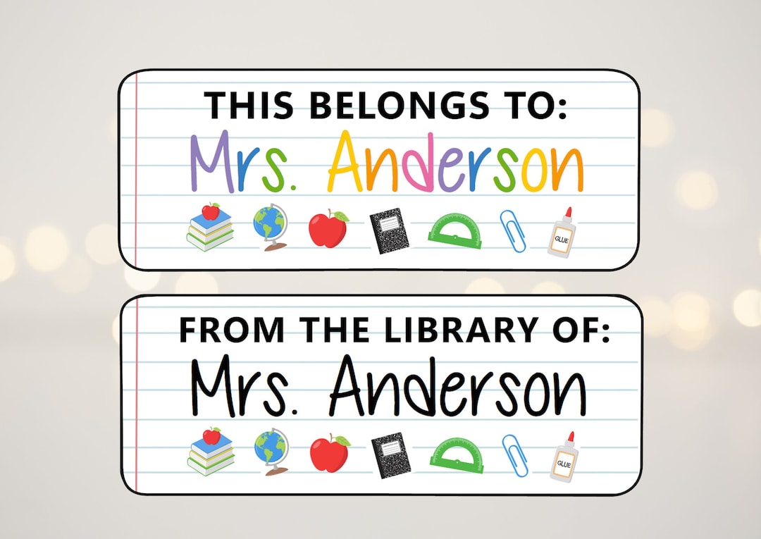 Teacher Labels, Teacher Book Stickers, Teacher Name Labels ...