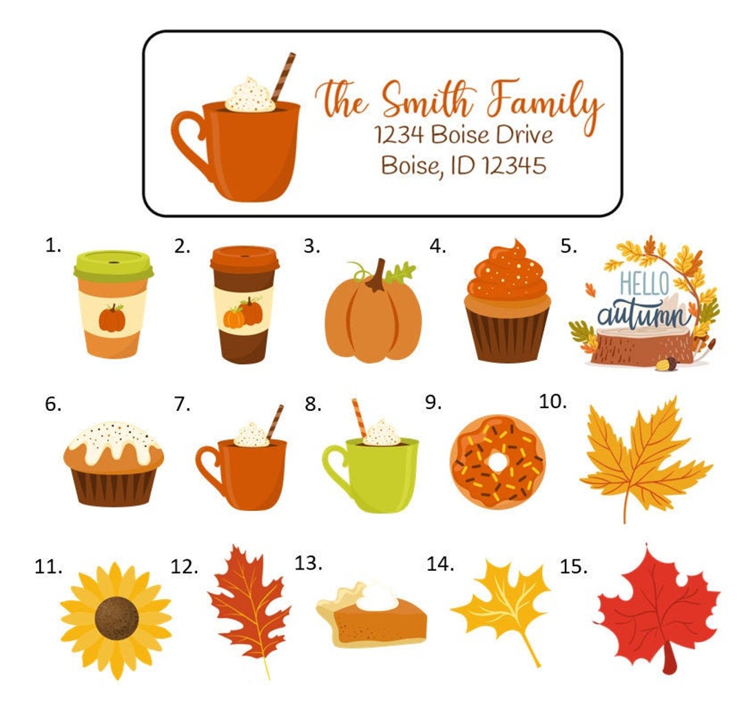 Fall Autumn Address Labels Stickers, 30 Personalized Labels! - Etsy