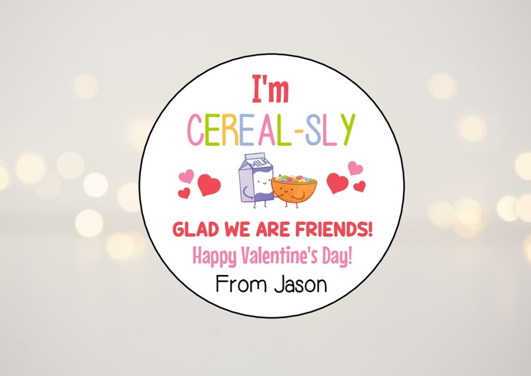 Classroom Valentine Stickers, Cereal Valentine Stickers, School ...