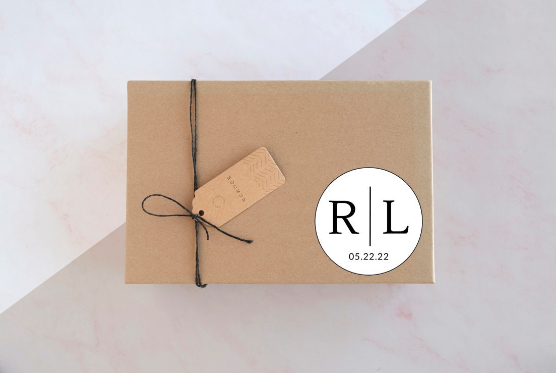 Wedding Monogram Stickers Modern Wedding Labels Personalized - Etsy