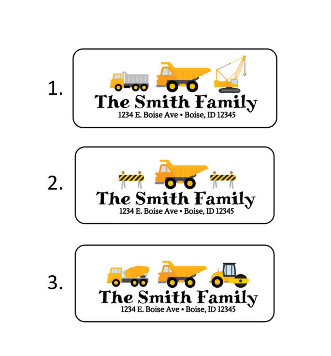 Construction Truck Address Labels Stickers 30 Personalized - Etsy