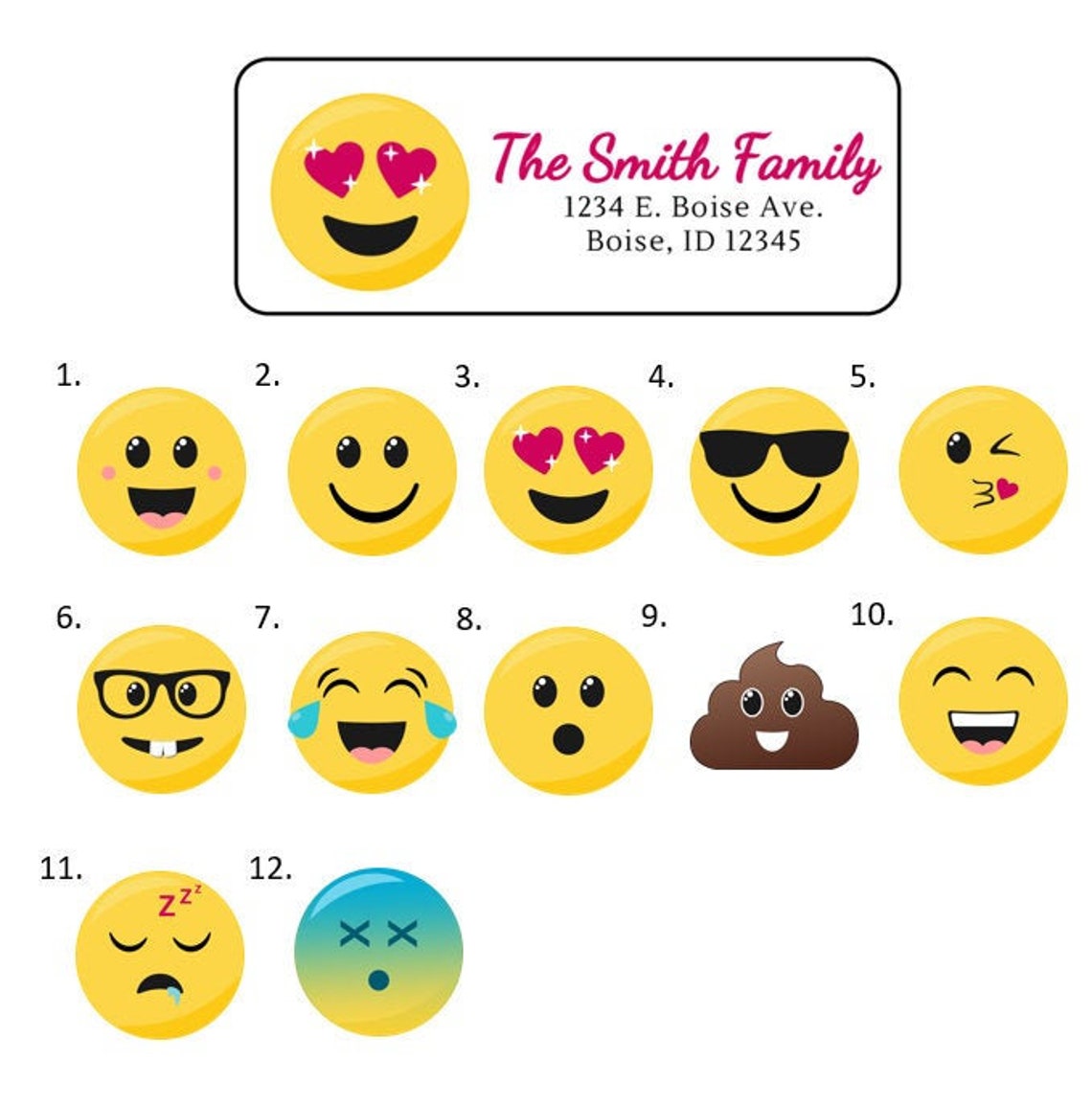 Emoji Emoticon Address Labels Stickers 30 Personalized - Etsy