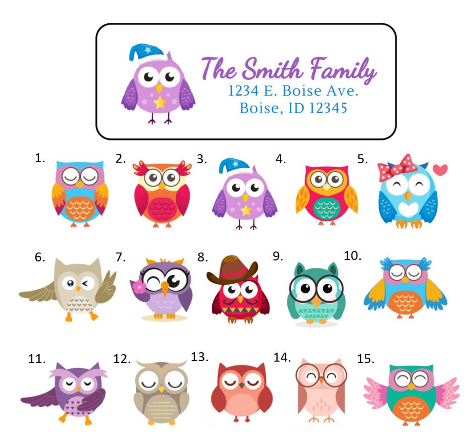 Owl Address Labels Stickers, 30 Personalized Labels! - Etsy
