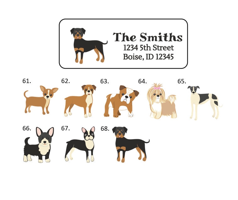 Dog Address Labels Stickers 30 Personalized Dog Breed Labels - Etsy