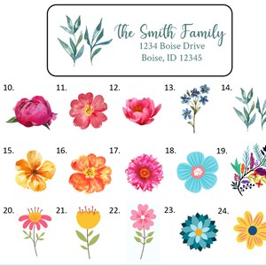 Flower Address Labels Stickers, Floral Return Address Labels ...