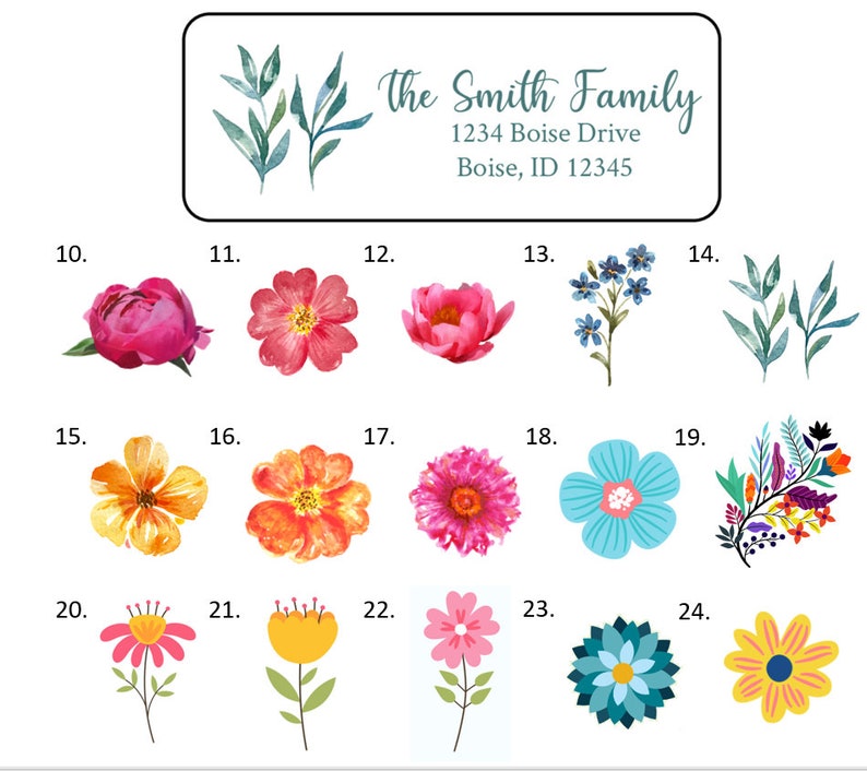 Flower Address Labels Stickers Floral Return Address Labels - Etsy
