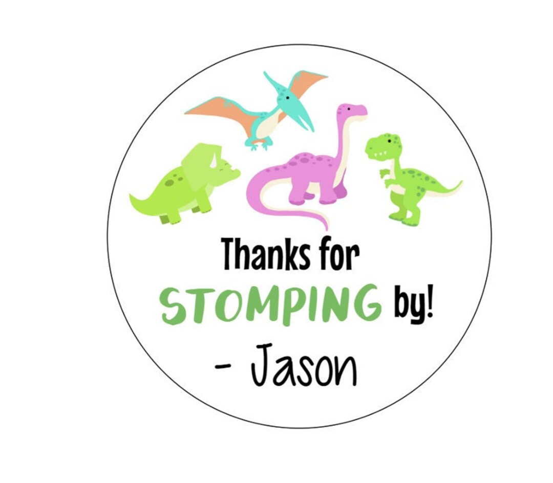 Dinosaur Stickers, Dinosaur Favors, Dinosaur Thank You Stickers ...