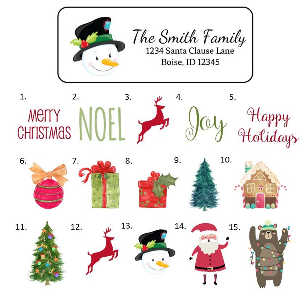 Christmas Address Labels Stickers, Christmas Return Address Labels ...