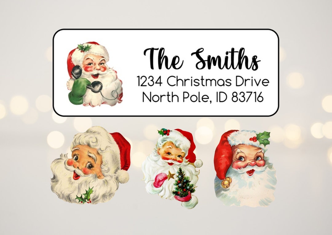 Christmas Address Labels Stickers, Vintage Christmas Address Labels ...