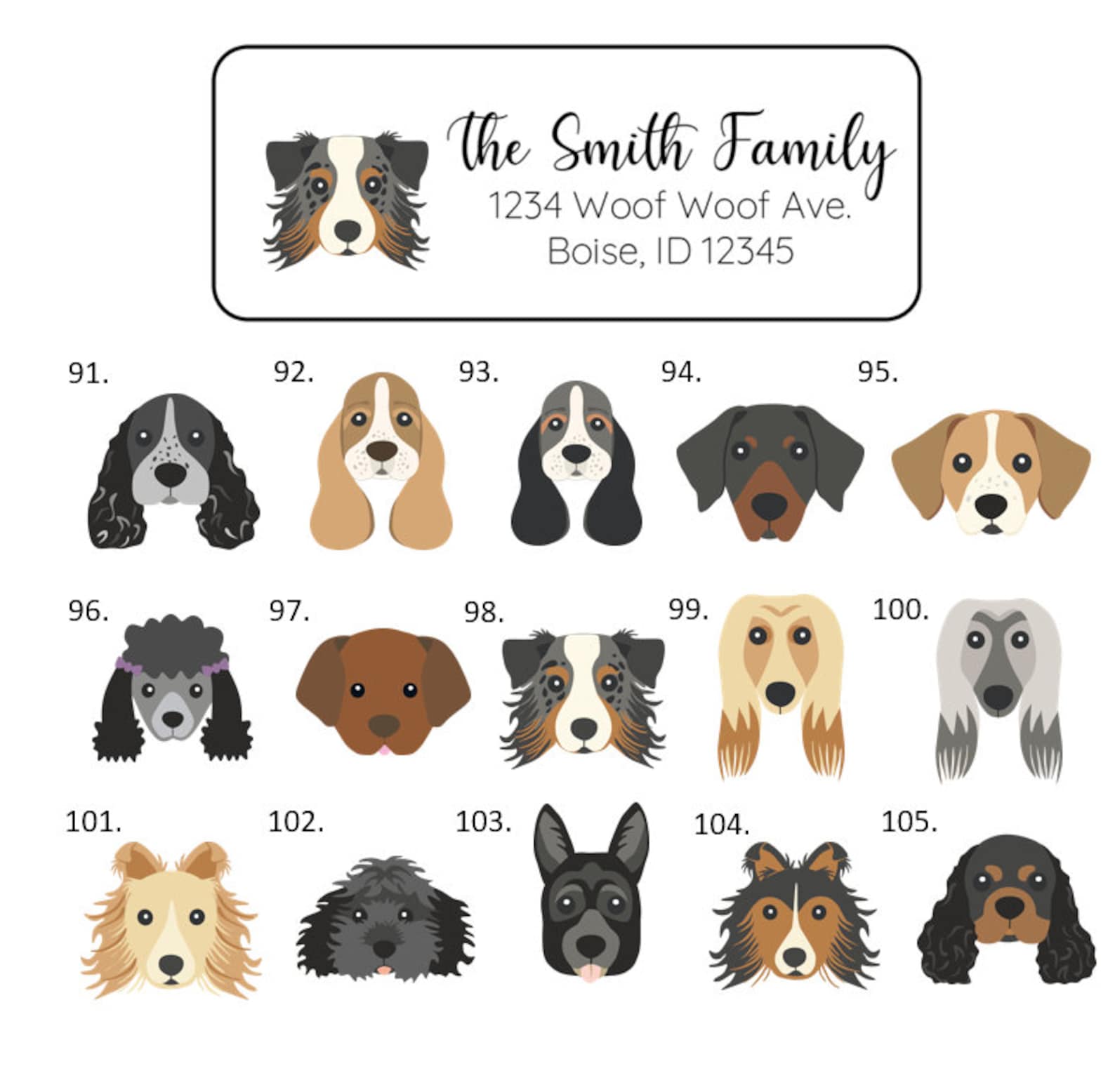 Dog Address Labels Stickers, 30 Personalized Dog Breed Labels! - Etsy
