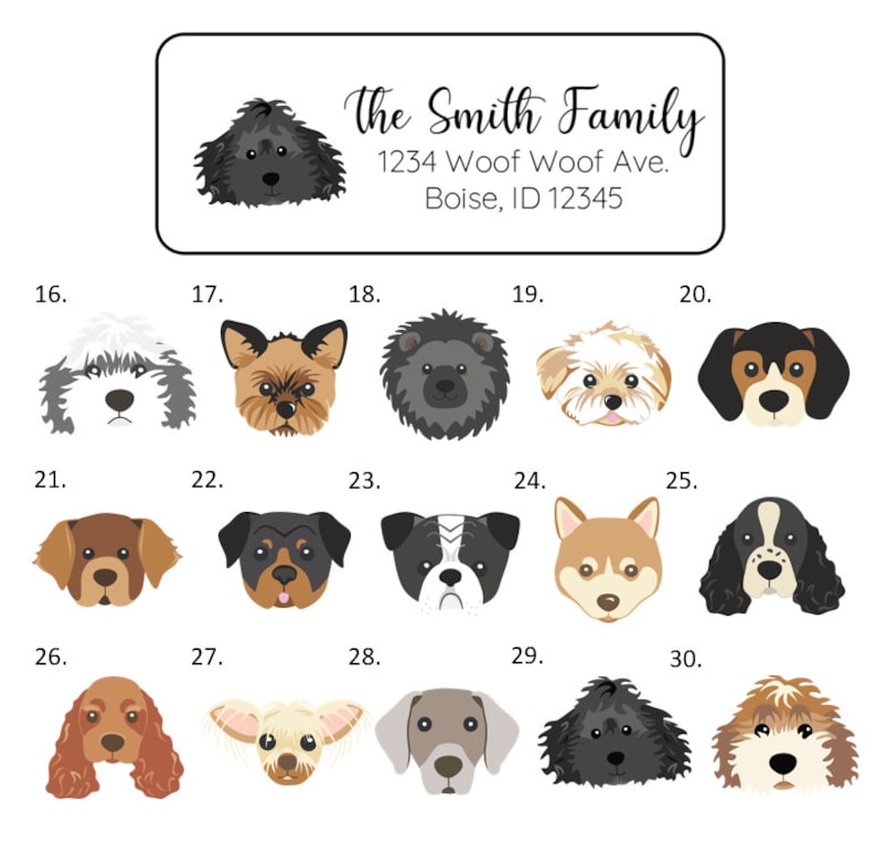 Dog Address Labels Stickers, 30 Personalized Dog Breed Labels! - Etsy