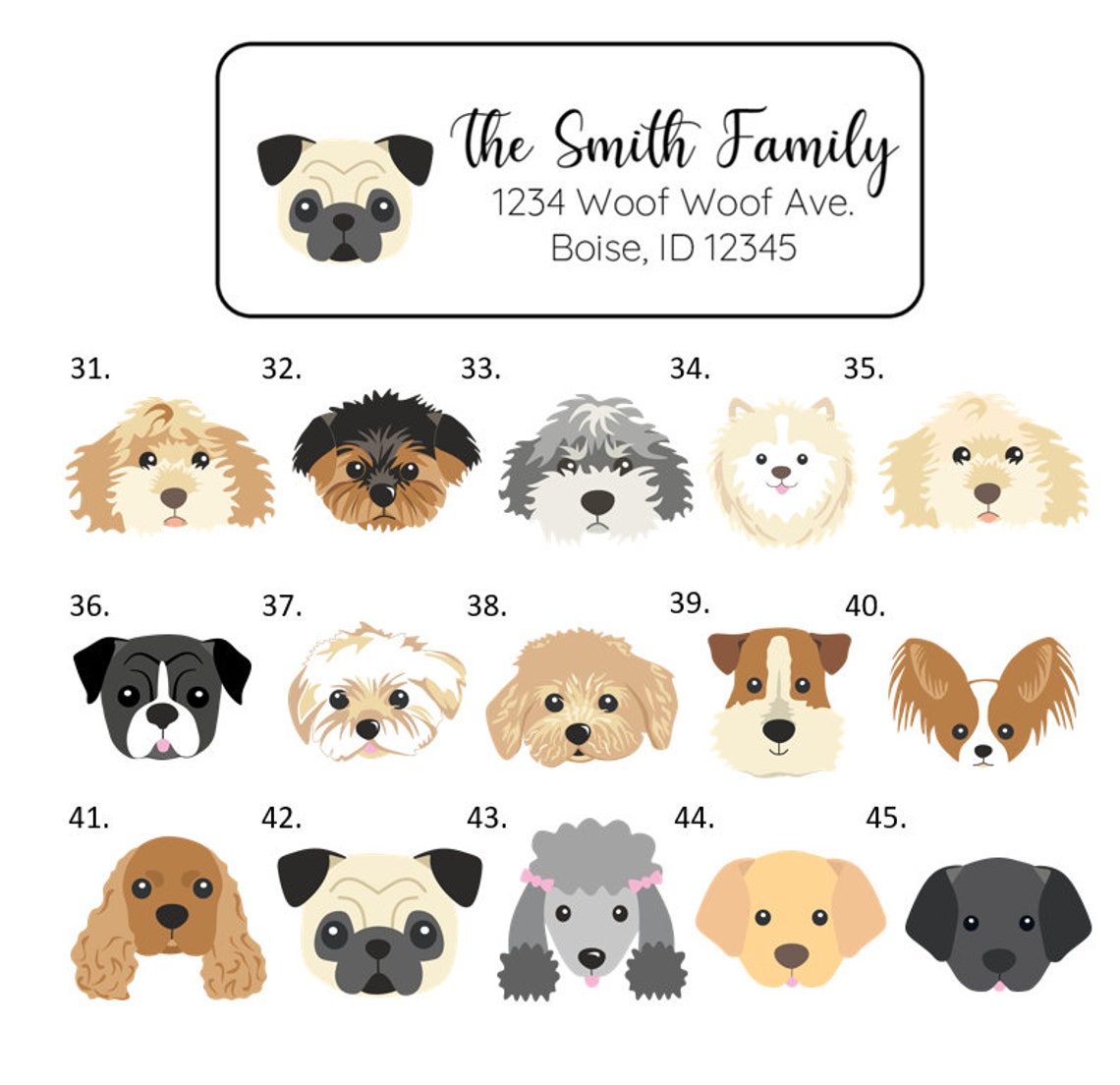 Dog Address Labels Stickers 30 Personalized Dog Breed Labels - Etsy