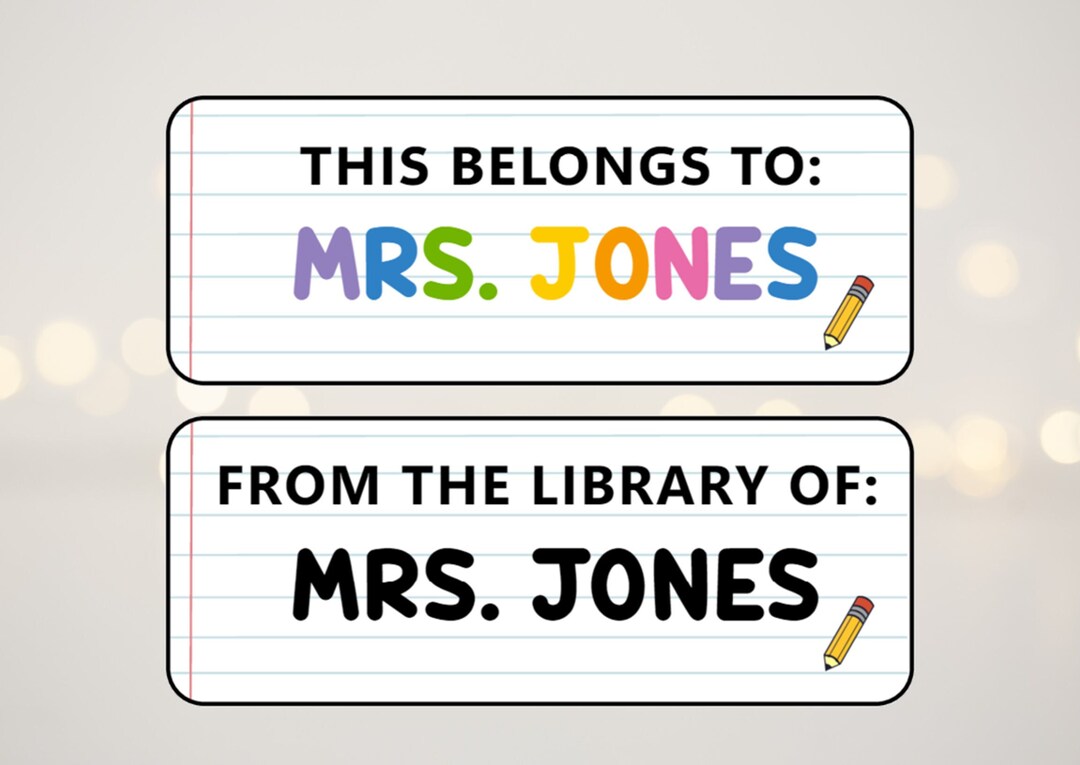 Teacher Labels, Teacher Book Labels, Teacher Name Labels, Personalized ...