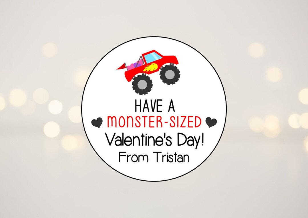 Classroom Valentine Stickers, Monster Truck Valentine Stickers, School ...