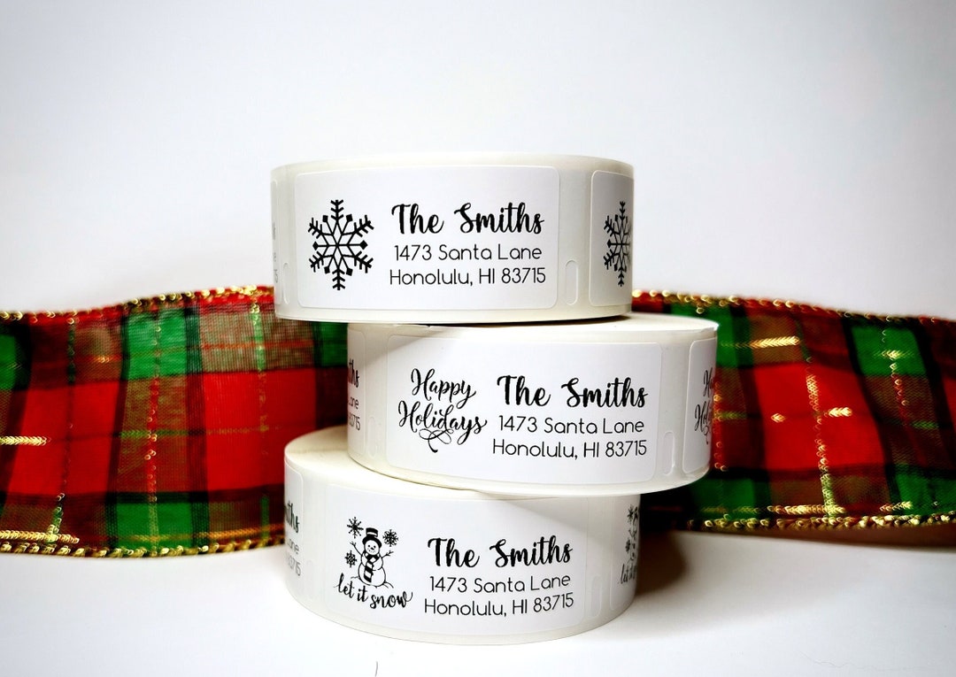 Christmas Address Labels Rolls, Personalized Christmas Return Address ...