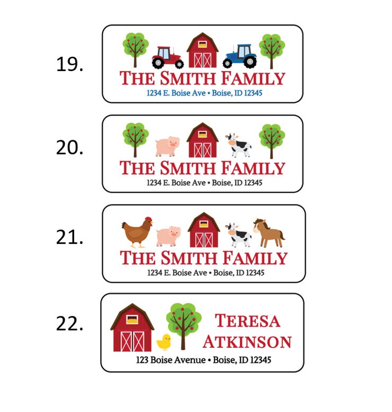 Farm Animal Barn Tractor Address Labels Stickers 30 | Etsy