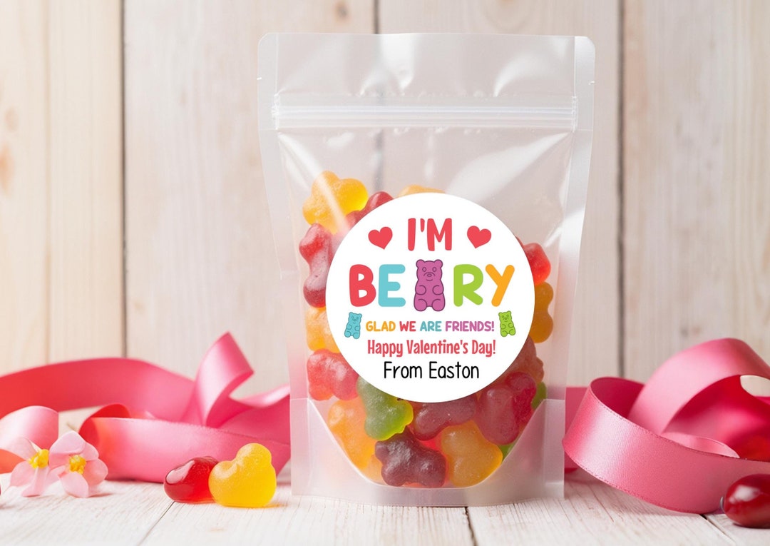 Classroom Valentine Stickers, Gummy Bear Valentine Stickers, School ...