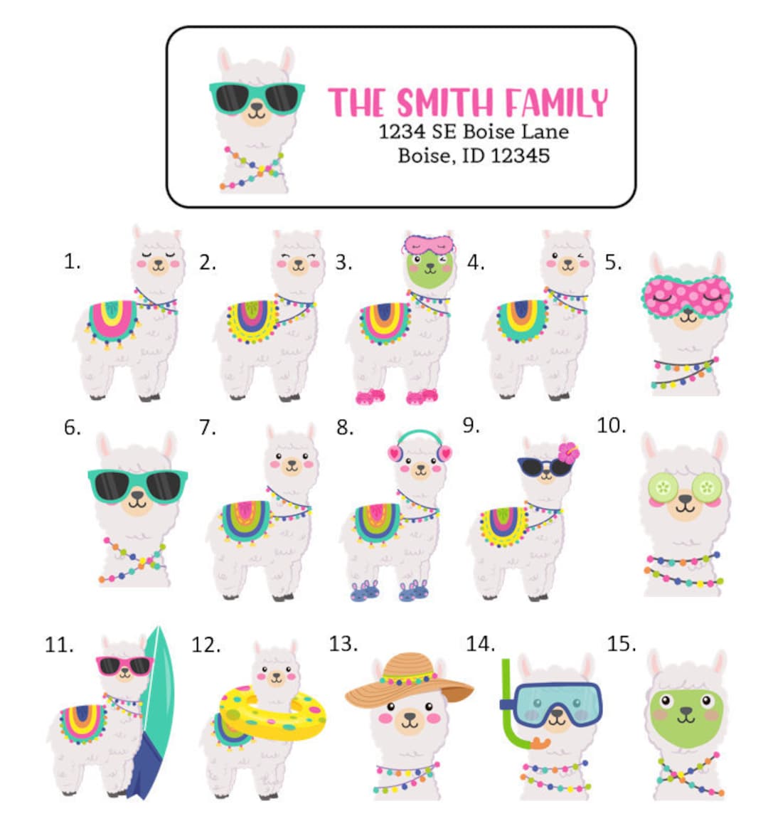 Llama Address Labels Stickers, 30 Personalized Labels! - Etsy