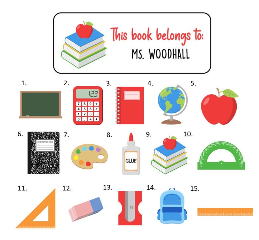 Teacher School Name Labels Stickers, 30 Personalized Address Labels! - Etsy