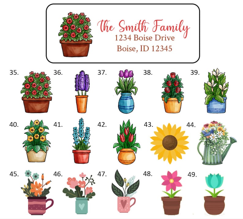 Flower Address Labels Stickers Floral Return Address Labels - Etsy