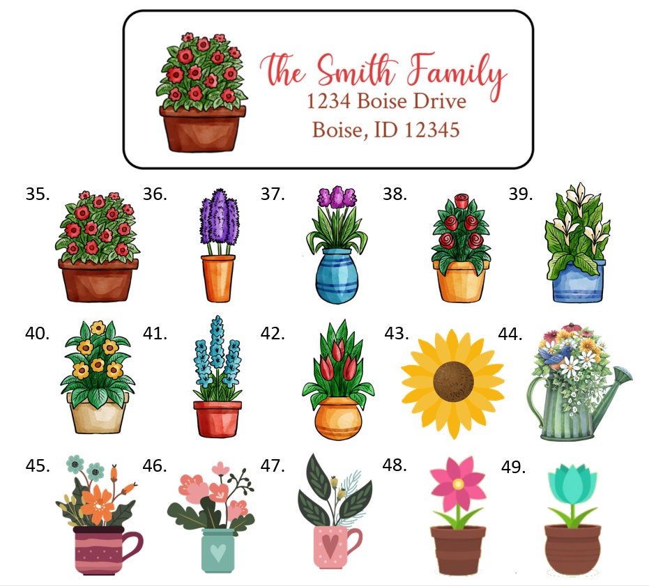 Flower Address Labels Stickers Floral Return Address Labels - Etsy