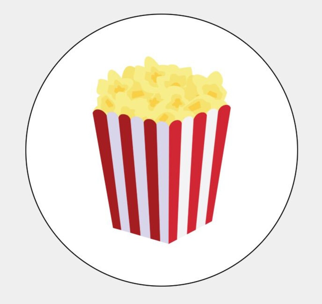 Popcorn Stickers, Movie Night Stickers, Baby Shower Labels, Popcorn Bag ...