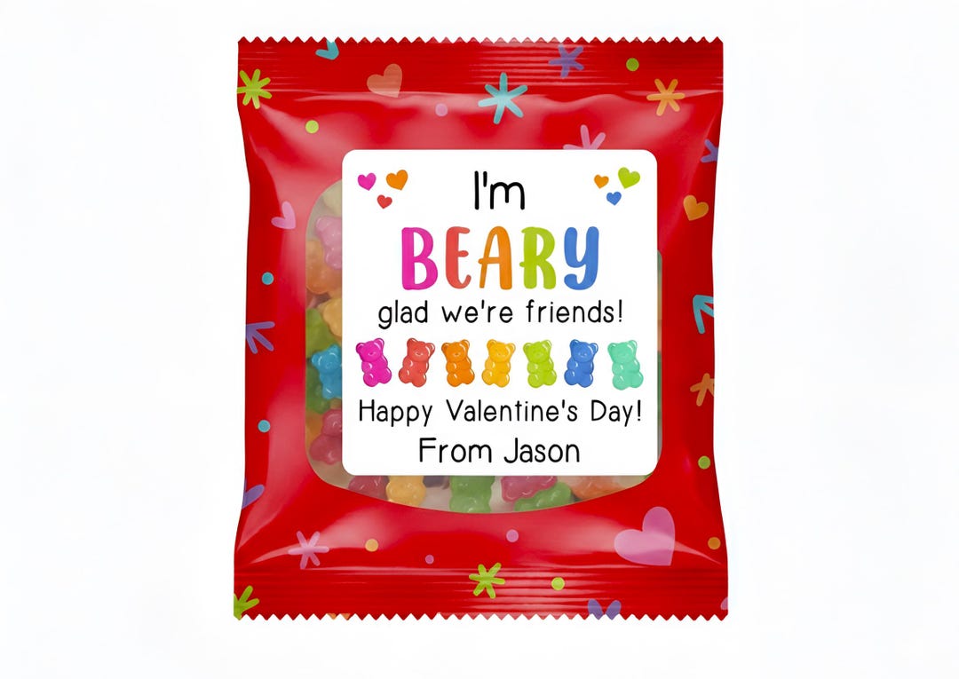 Classroom Valentine Stickers, Gummy Bear Valentine Stickers, School ...