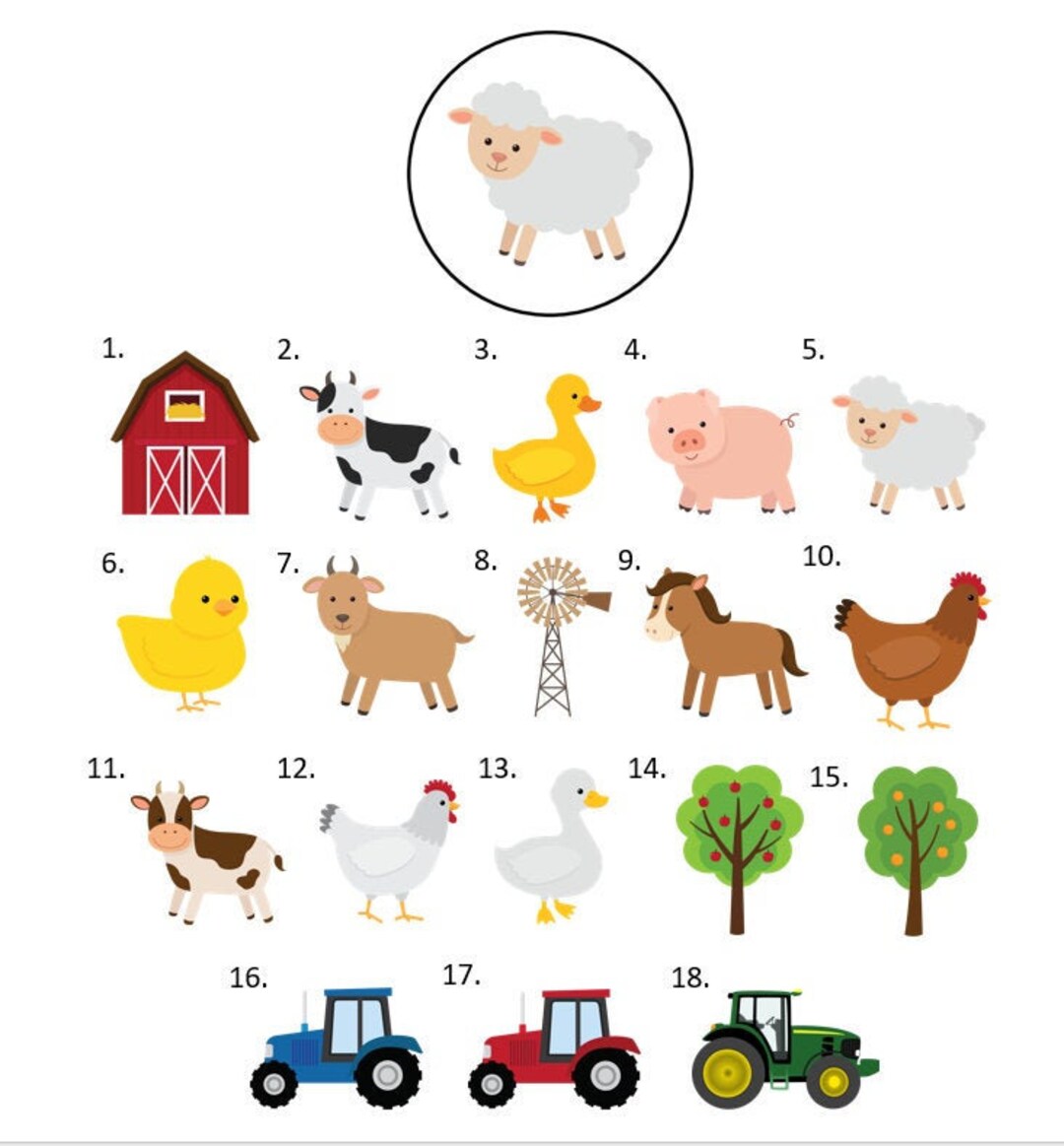Farm Animal Stickers, Farm Animal Baby Shower Labels, Farm Animal Favor ...