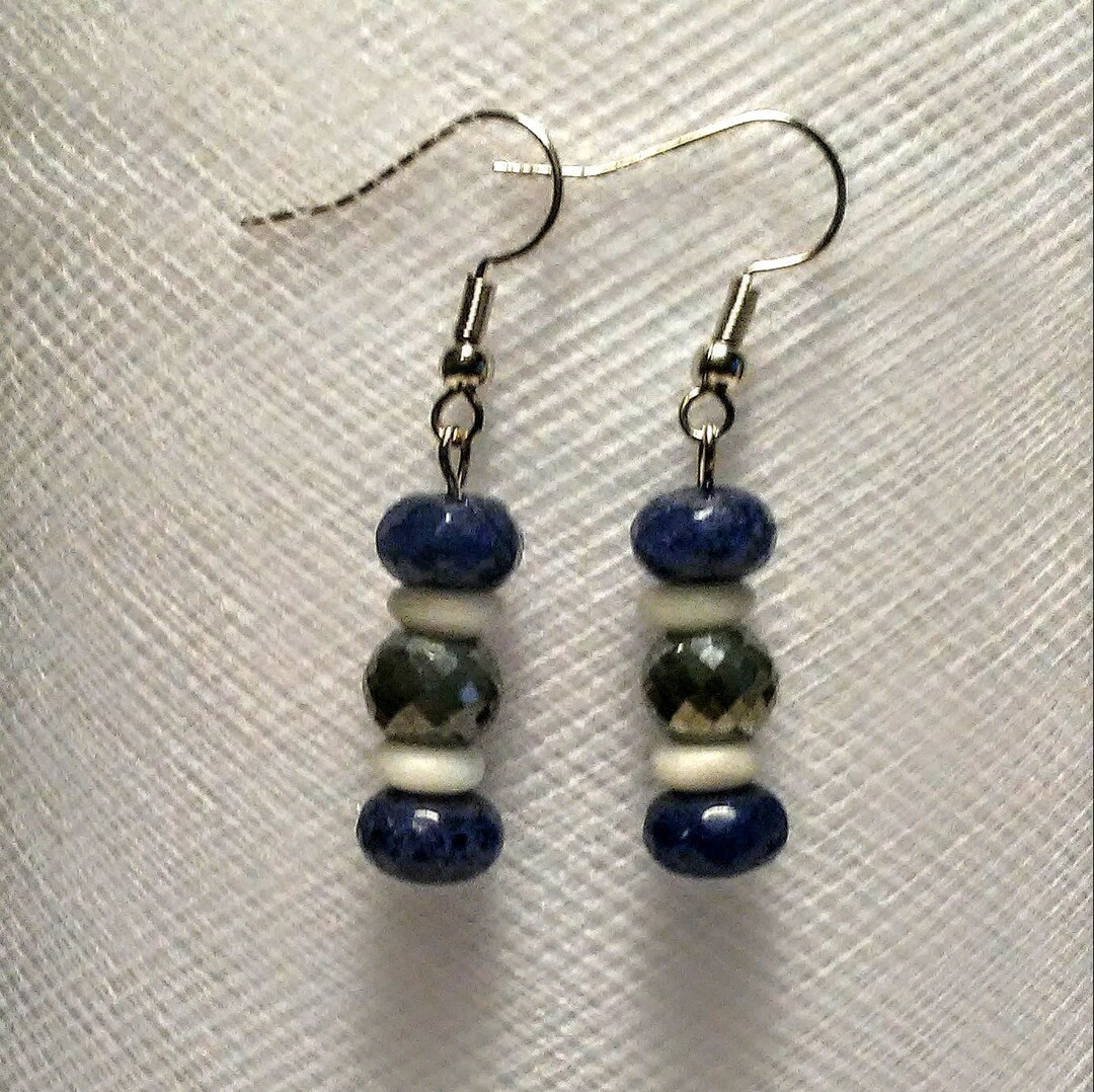 Dallas Cowboys Earrings: Jade, Glass & Silver Team Colors - Etsy