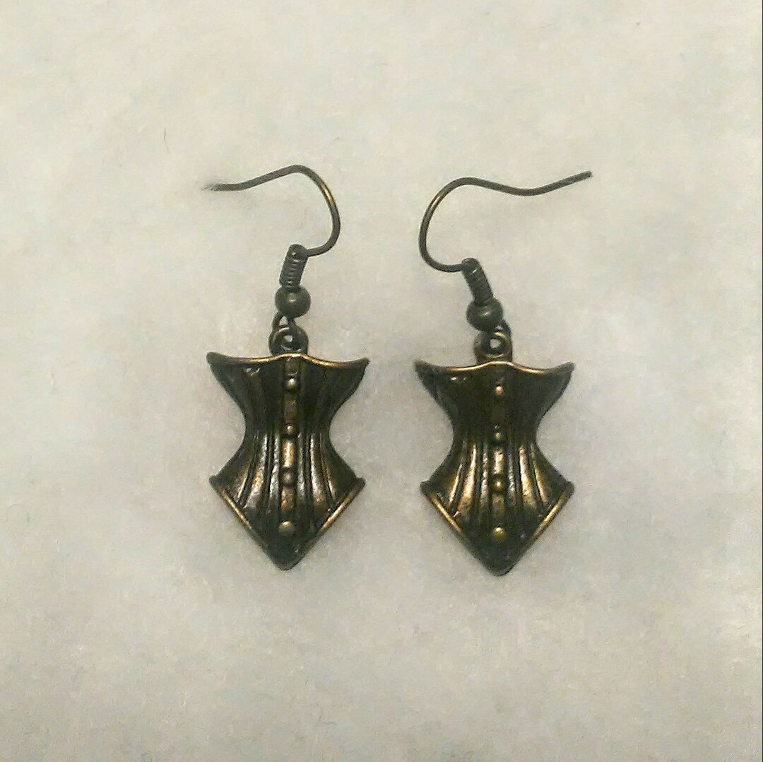 Antique Gold Corset Charm Earrings, Gothic Steampunk Jewelry - Etsy