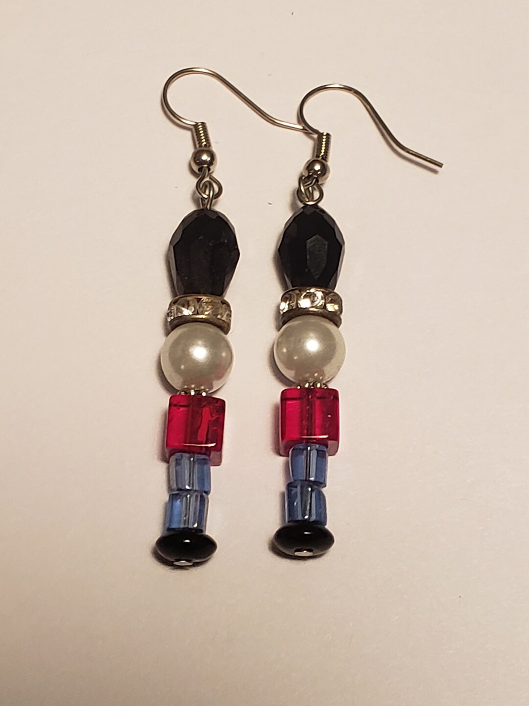 Toy Soldier Unique Glass Bead Earrings With a Rhinestone Rondelle and ...
