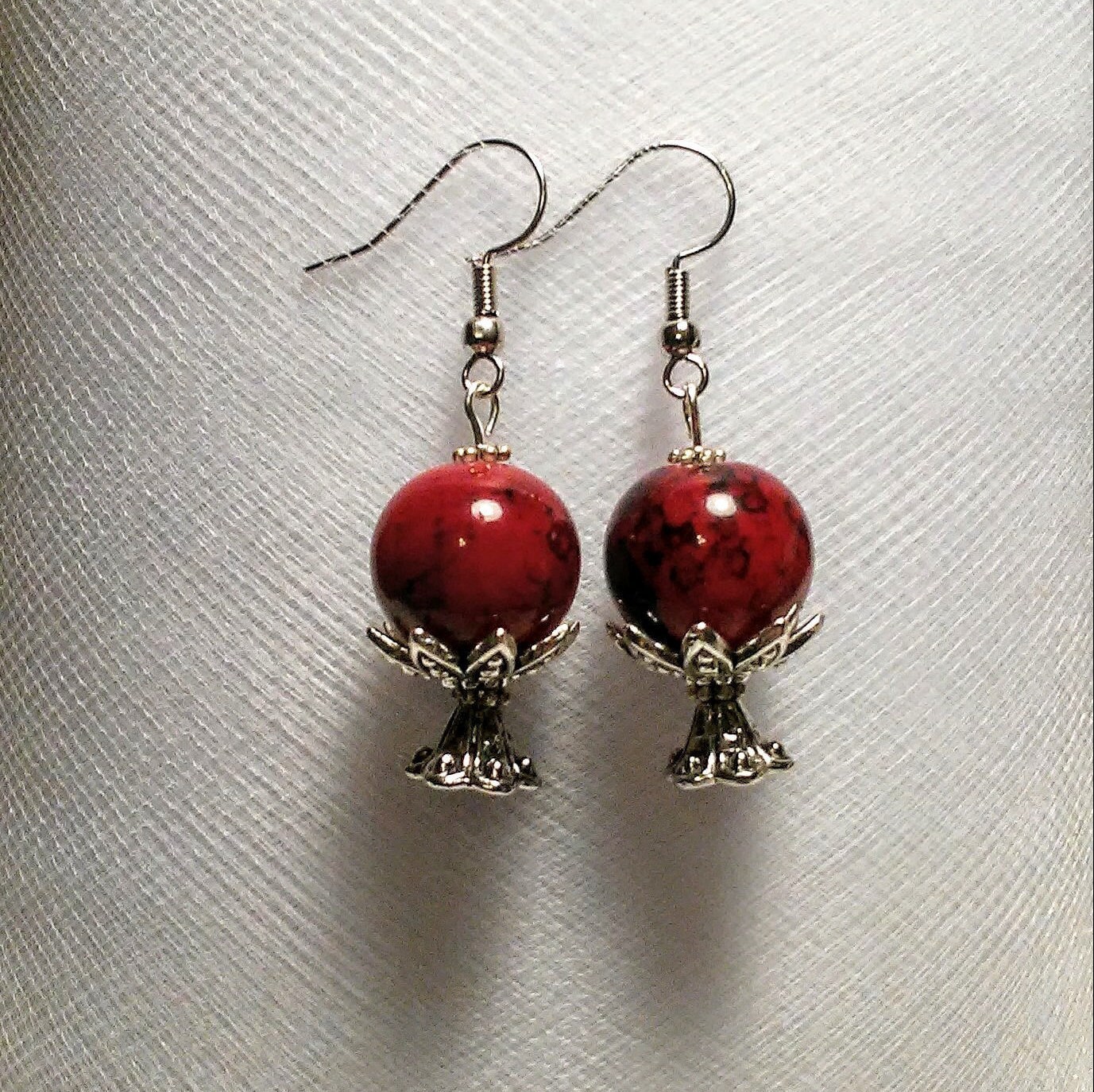Gothic Dark Red or Green With Black Swirl Glass Bead Crystal Ball on a ...