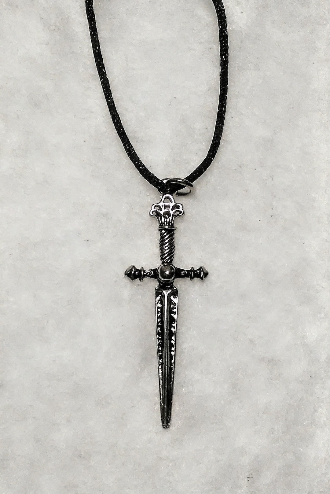 Sword Antique Silver Plated Long Gothic Medieval Charm Necklace ...