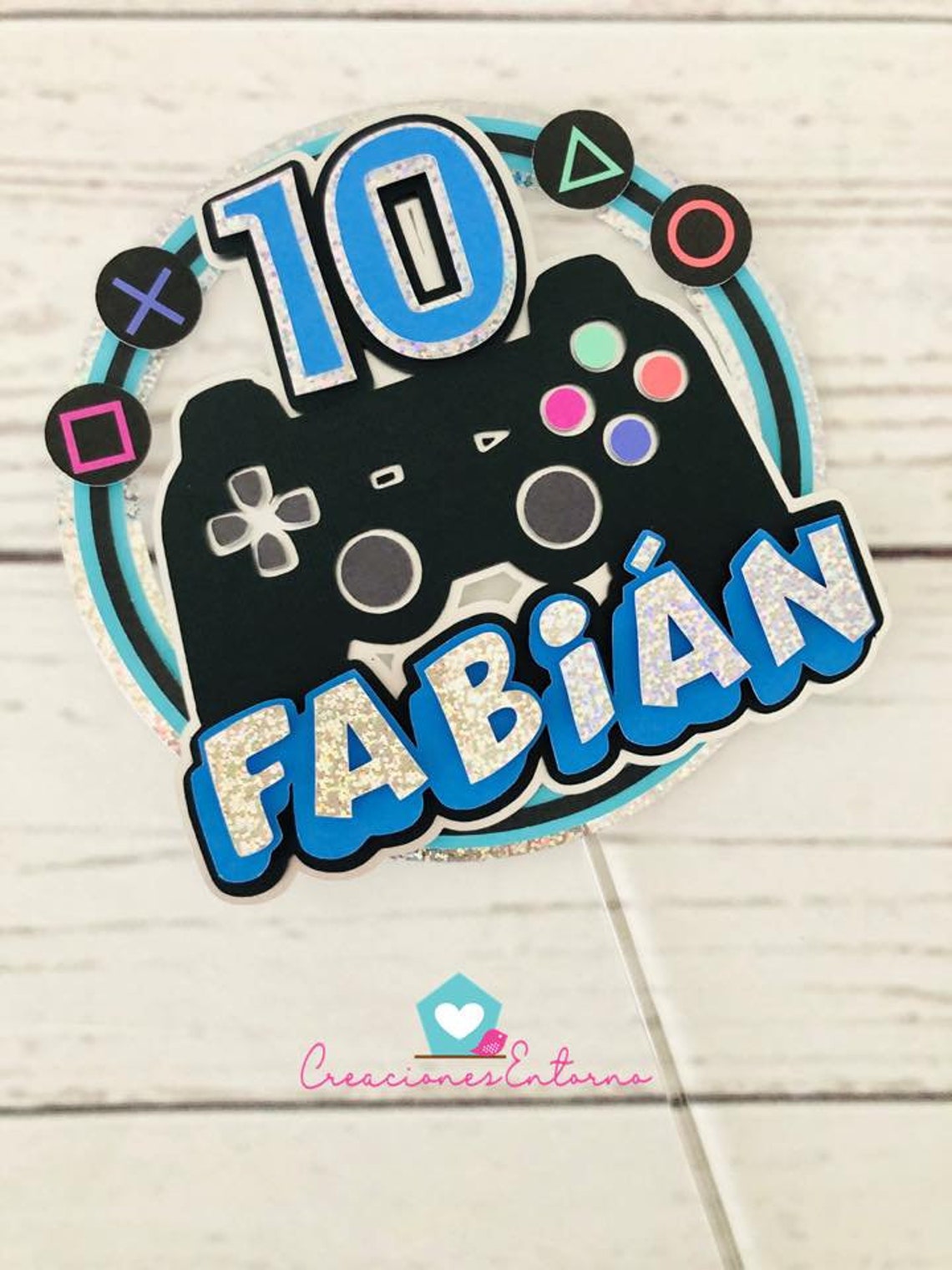 Personalize Playstation Cake Topper, Controller Cake Topper, Gamer ...