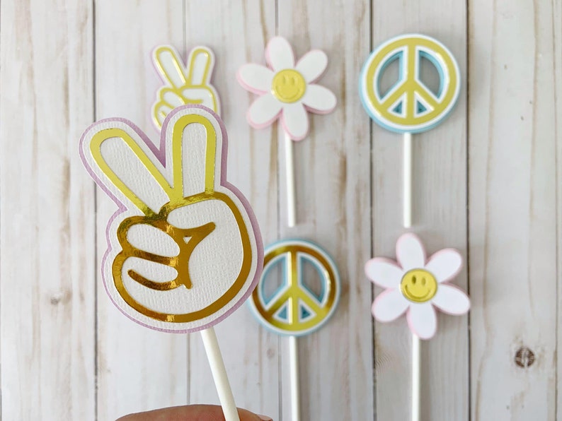 Groovy Cupcake Toppers Hippie Birthday Theme Retro Decor - Etsy