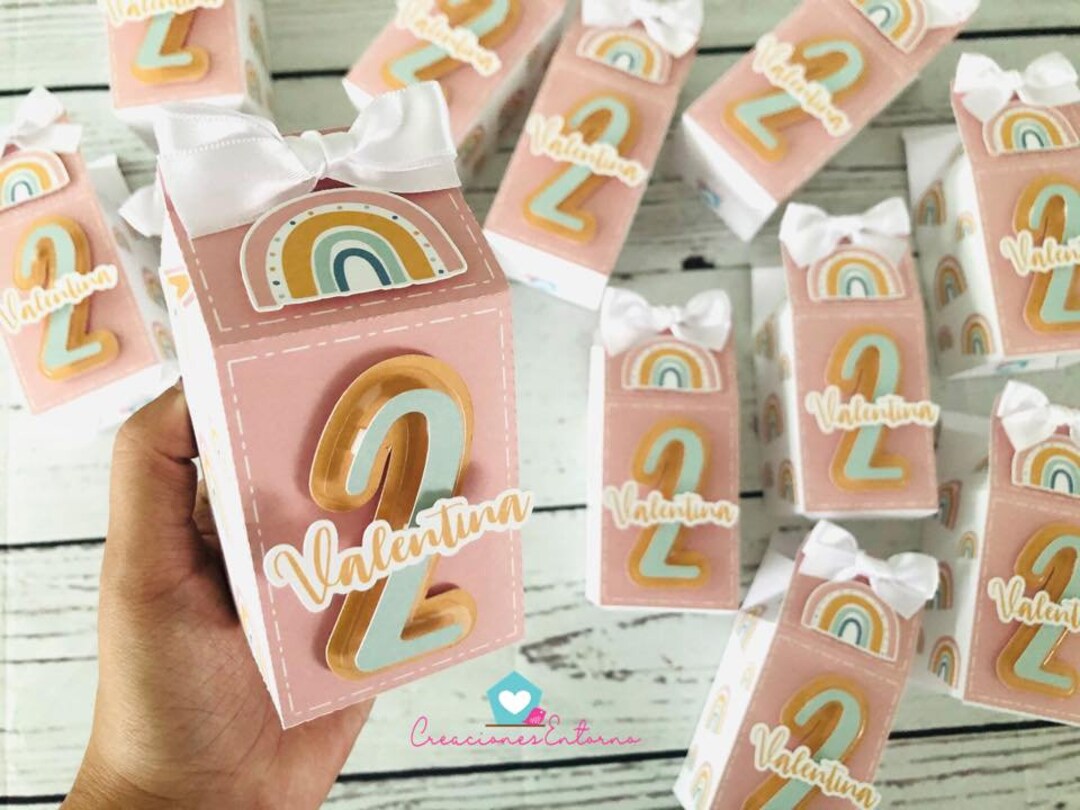 Boho Rainbow Favor Boxes, Boho Decor, Rainbow Theme, Favor Boxes, Milk ...