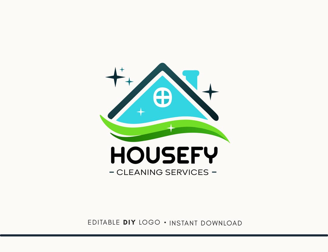 Editable Logo Design - House Cleaning Logo Template - Sparkling Home ...