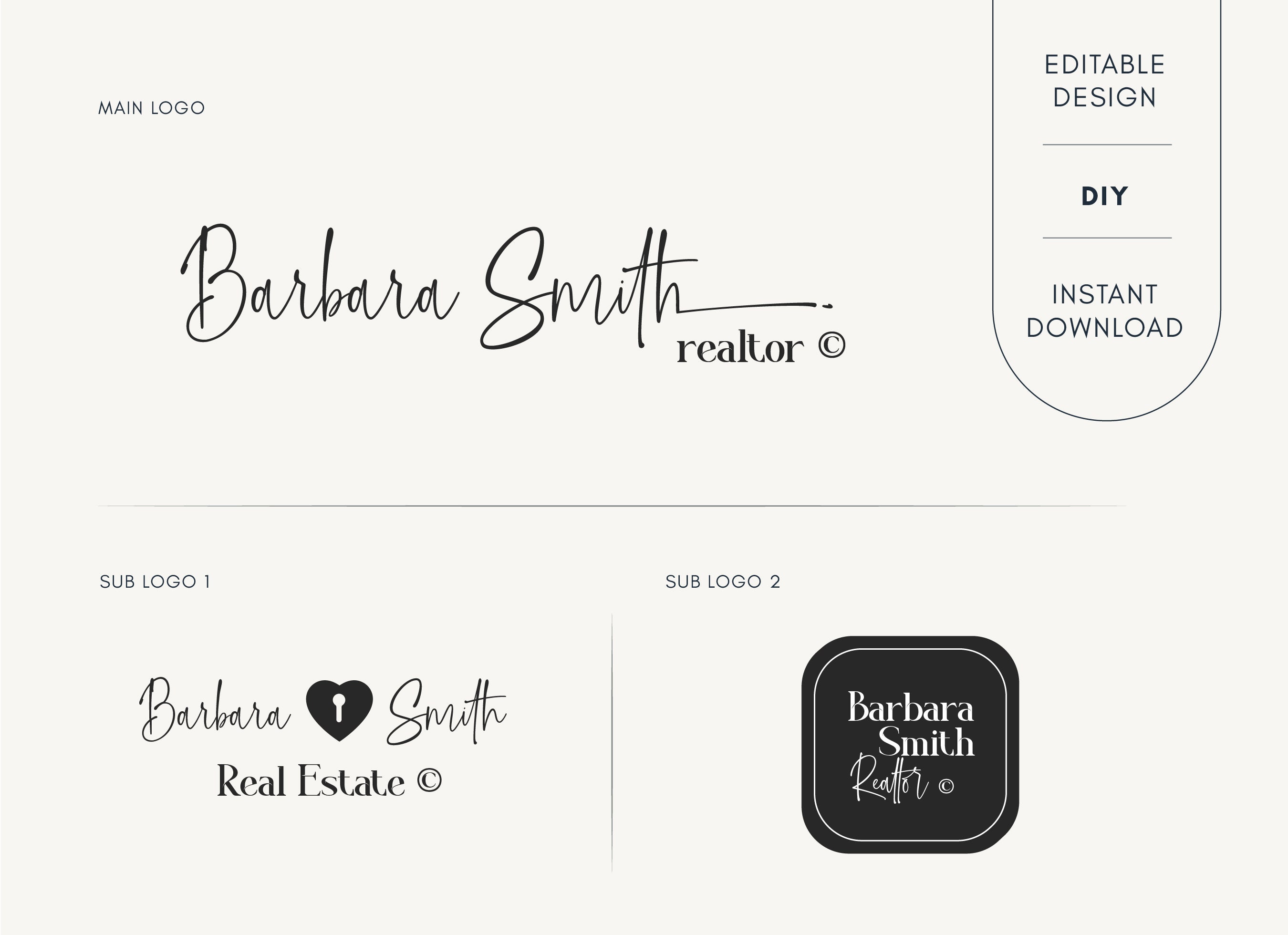 Editable Logo Design - DIY Realtor Logo - Real Estate Logo Design ...